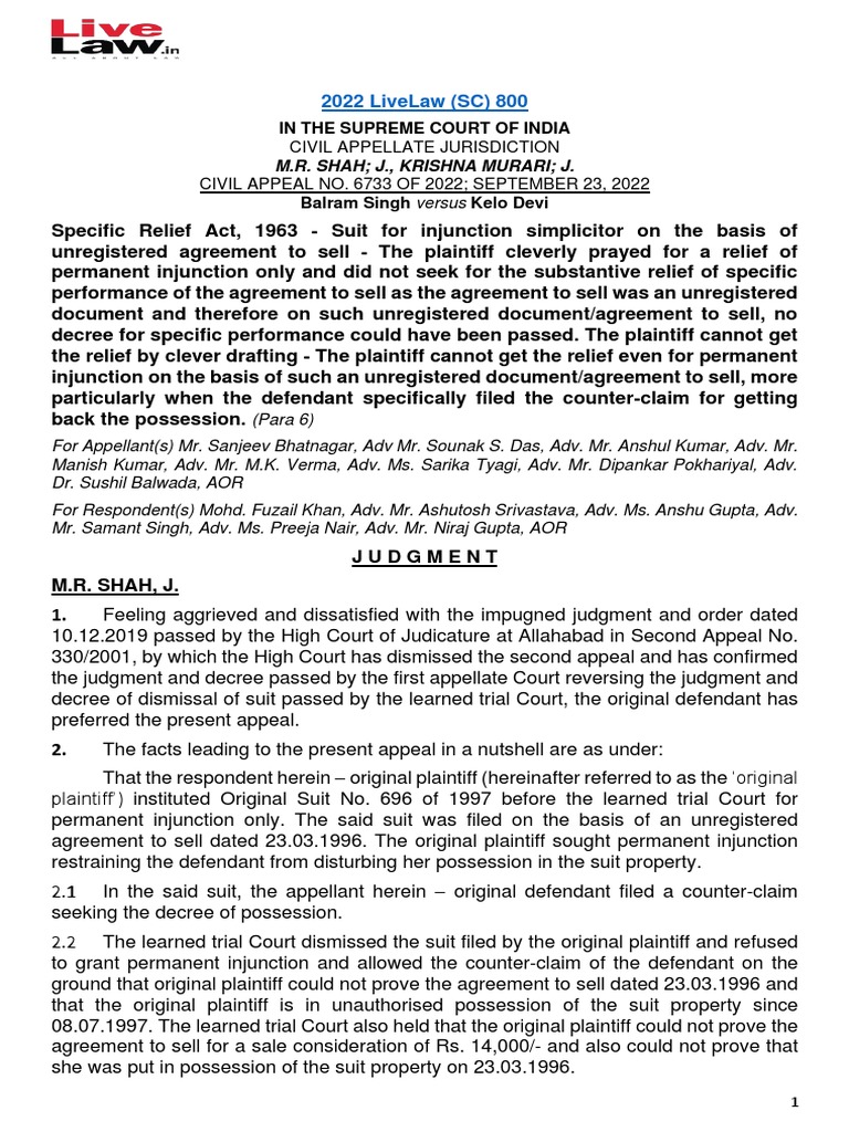 800 Balram Singh V Kelo Devi 23 Sep 2022 436925 PDF | Download Free PDF ...