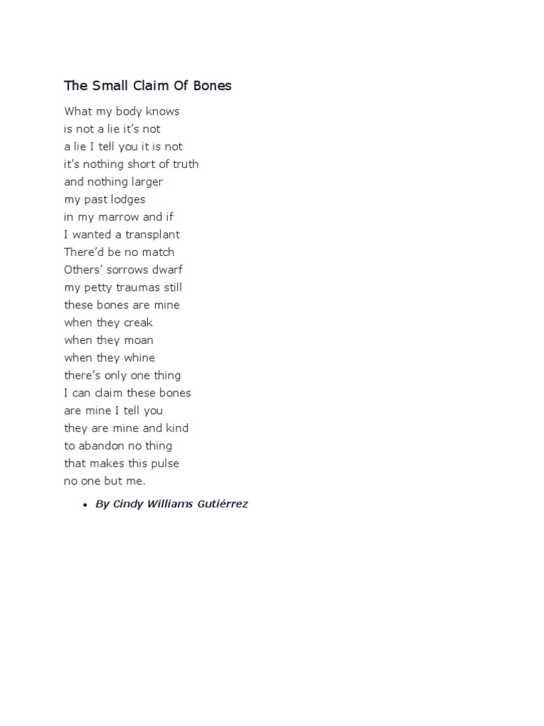POEM About The Small Claim of Bones | PDF