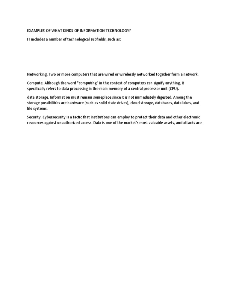 What Are Examples of Information Technology 4 | PDF