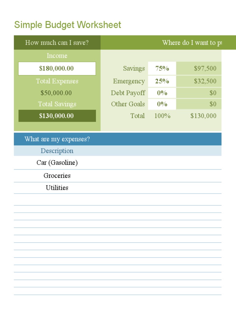 Simple Budget | PDF | Worksheet | Spreadsheet