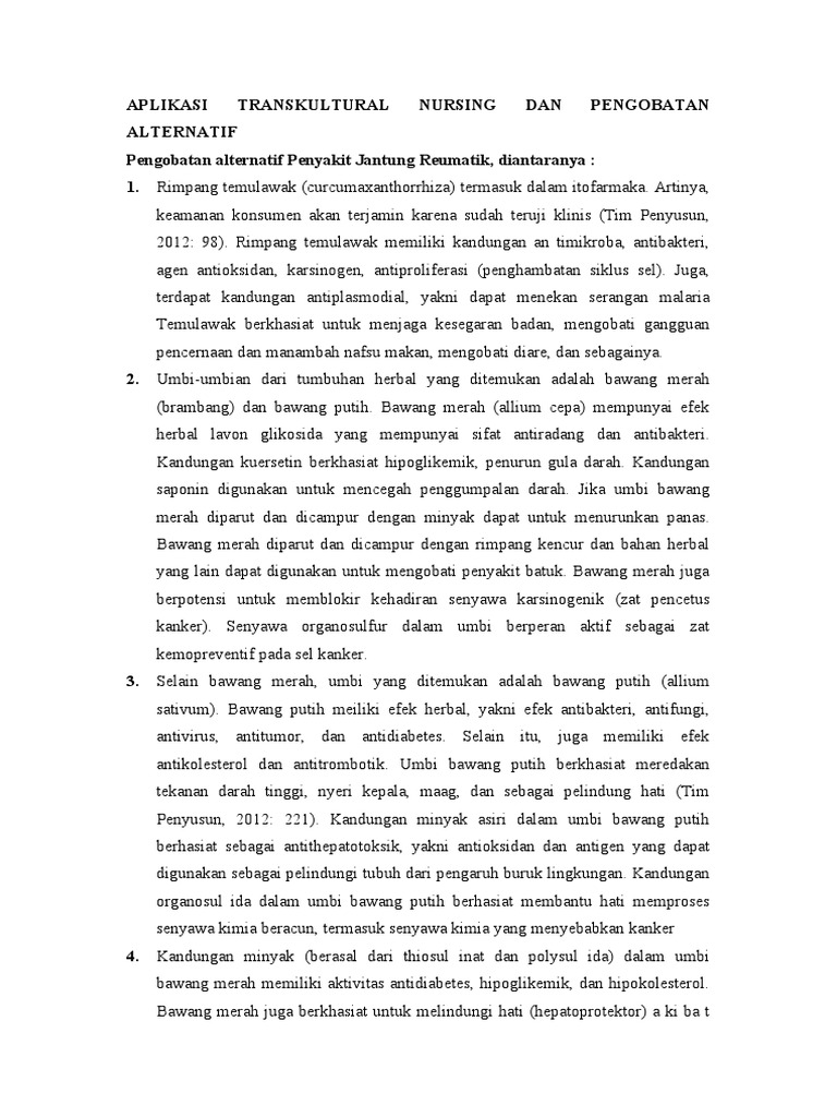 Aplikasi Transkultural Nursing Dan Pengobatan Alternatif PJR | PDF