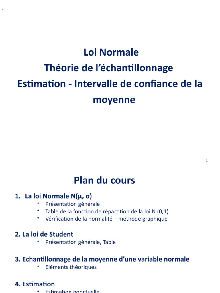 Loi Normale et Estimation Statistique | PDF | Estimateur (statistique ...