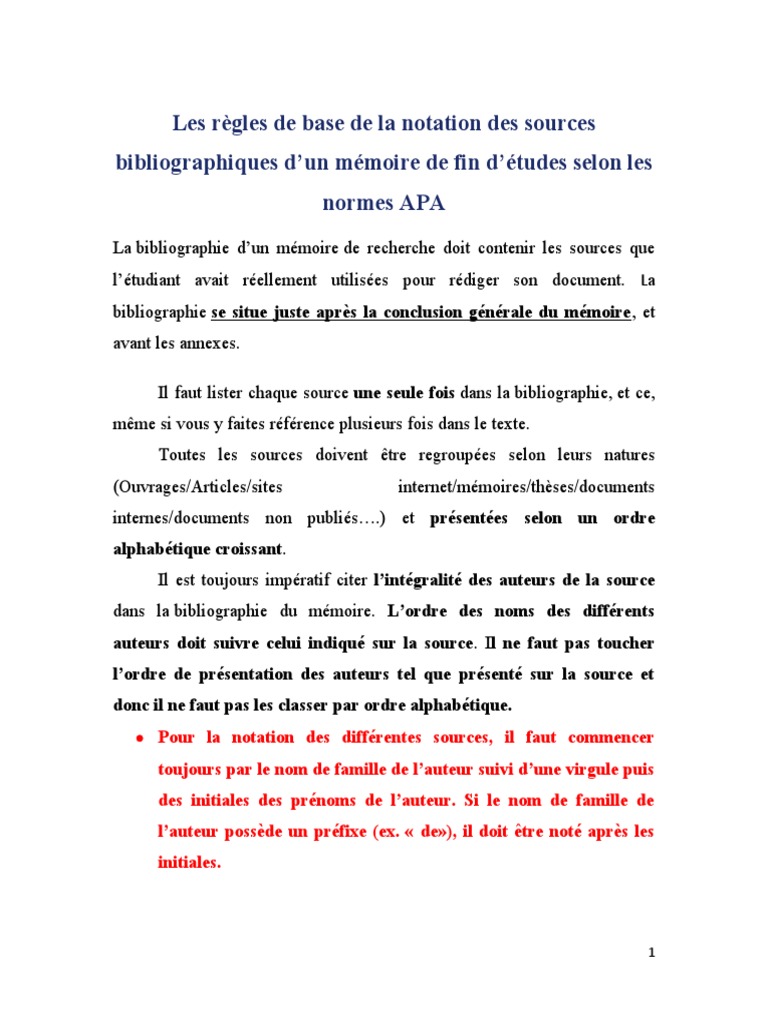 Chapitre Les Règles de Base de La Notation Des Sources Bibliographiques ...