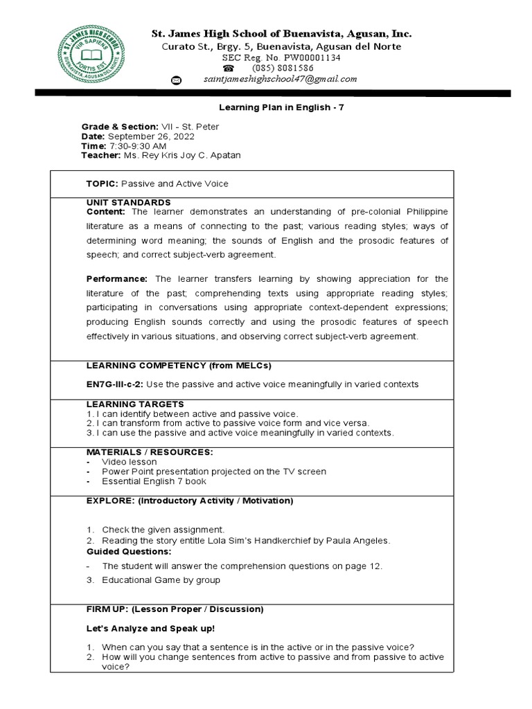 4th - Weekly Learning Plan (English 7) | PDF | Learning | Reading Comprehension