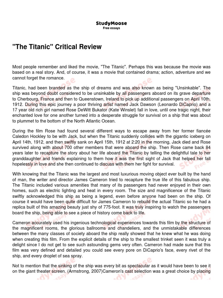 The Titanic Critical Review | PDF