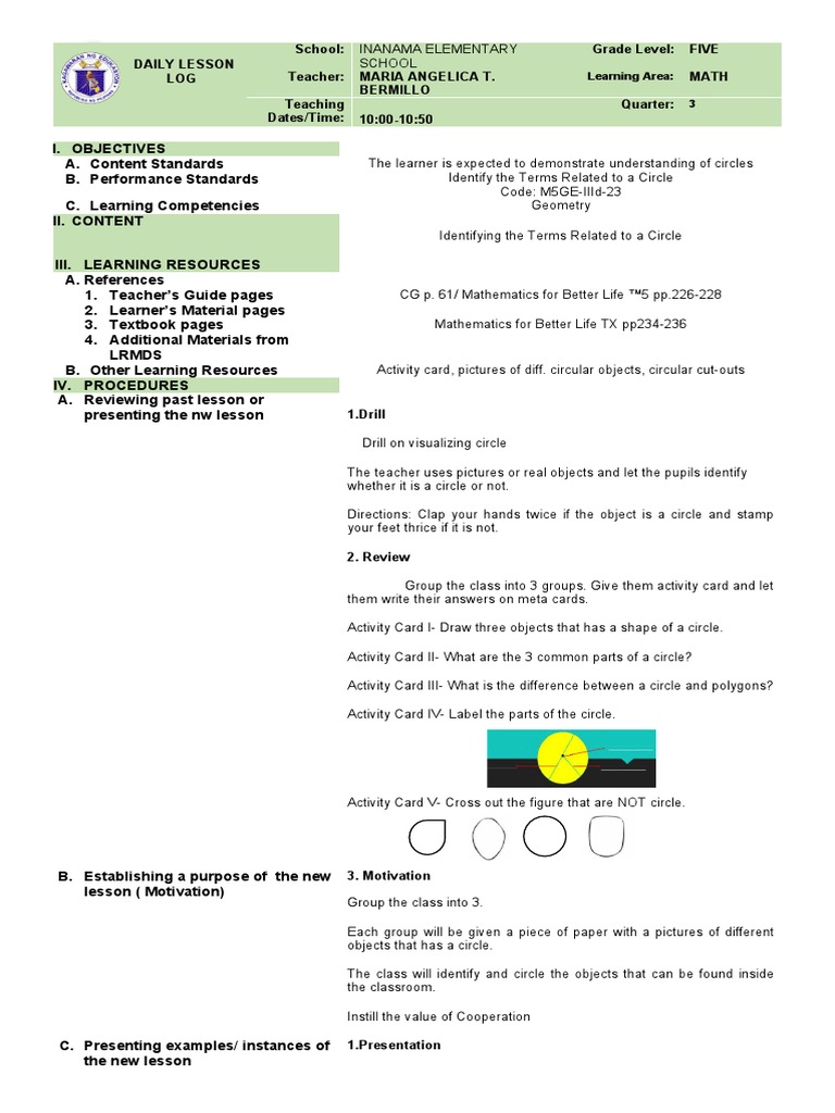 Math Cot 2 | PDF | Circle | Diameter