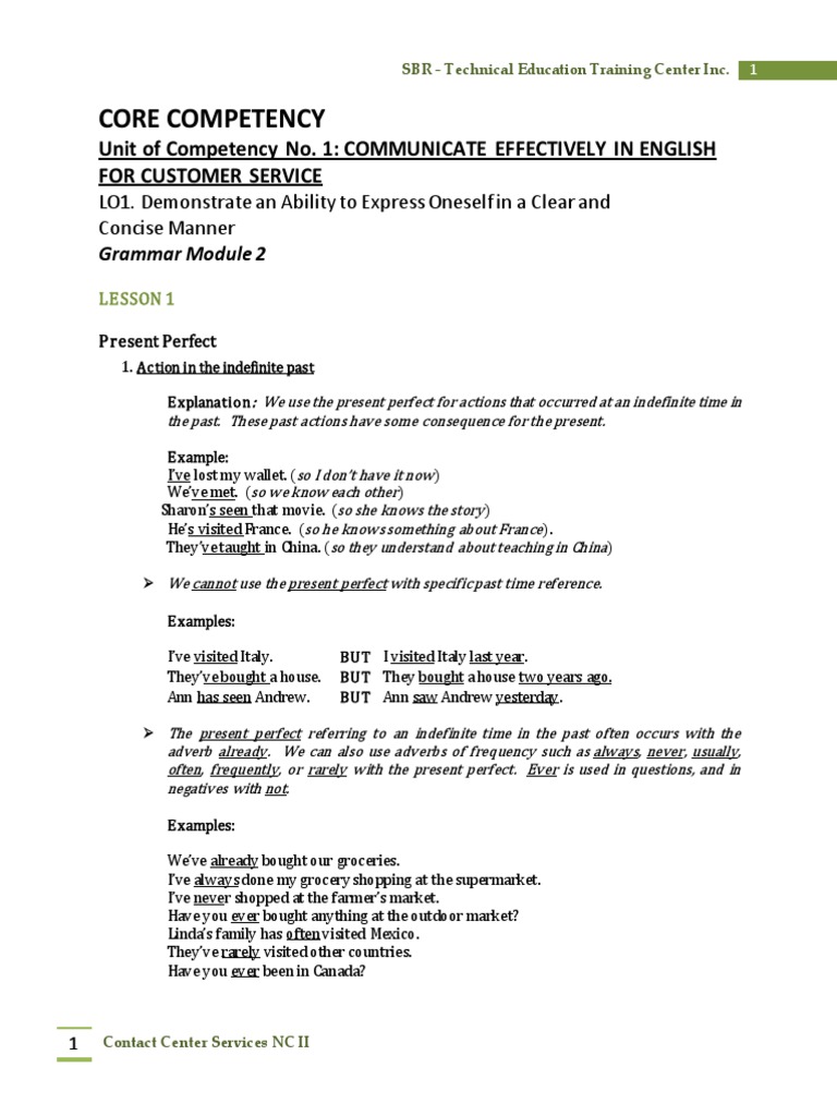 Grammar Module - 2 | PDF | Verb | Subject (Grammar)