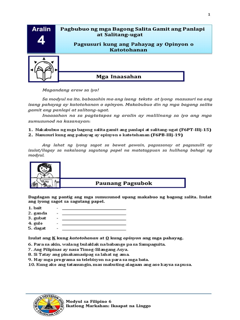 Filipino 6 Q3 Week 4 | PDF