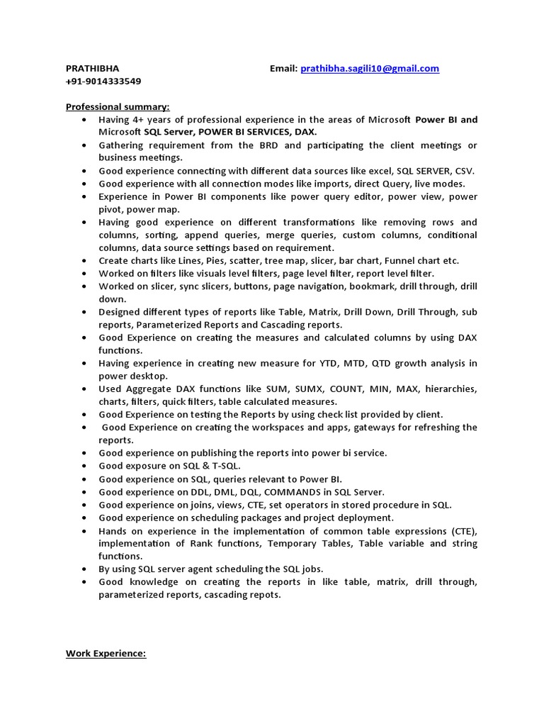Prathibha Resume | PDF | Microsoft Sql Server | Sql