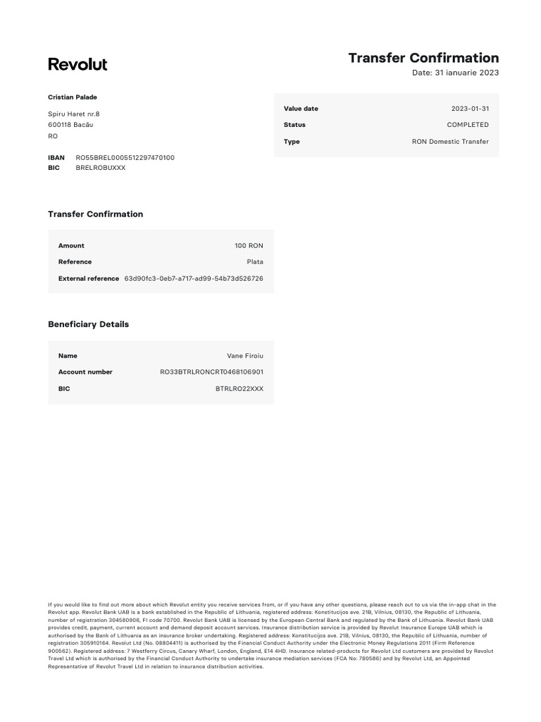 Transfer Confirmation | PDF | Banks | Insurance