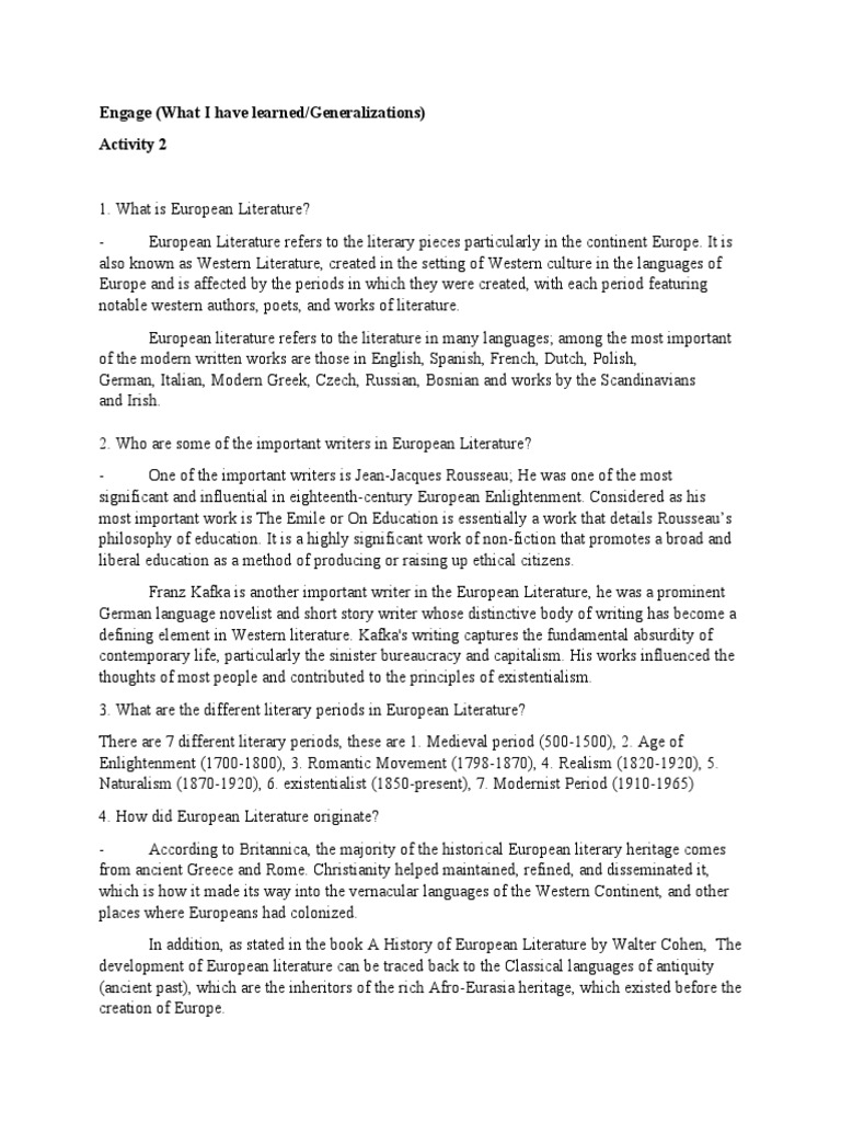 Activity | PDF | Age Of Enlightenment | Europe