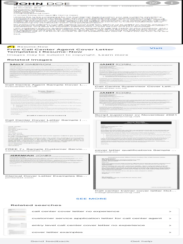 Simple Application Letter For Call Center - Google Search PDF | PDF ...