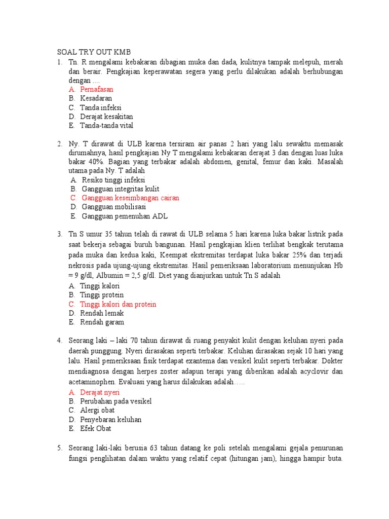 Soal Try Out Ukom Perawat KMB A | PDF | Sains & Matematika