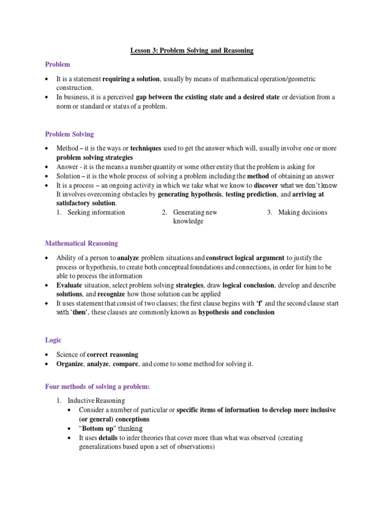 MMW Problem Solving and Reasoning | PDF | Reason | Hypothesis