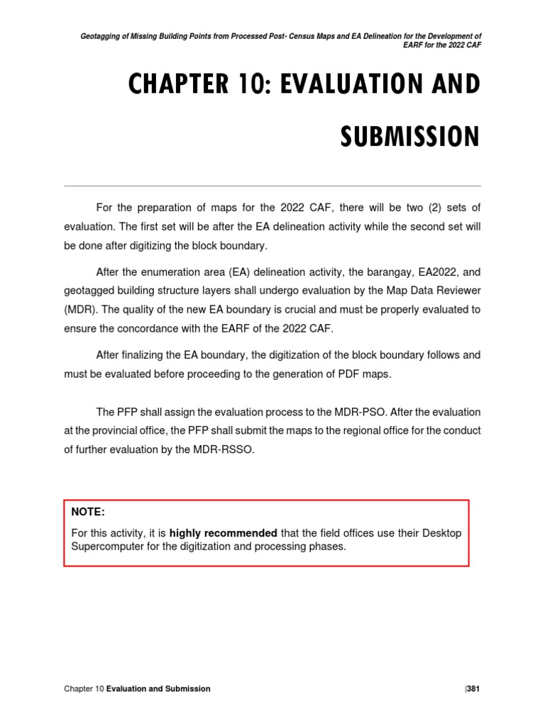 Chapter 10 - Evaluation and Submission PDF | PDF | Computer File | Geographic Information System