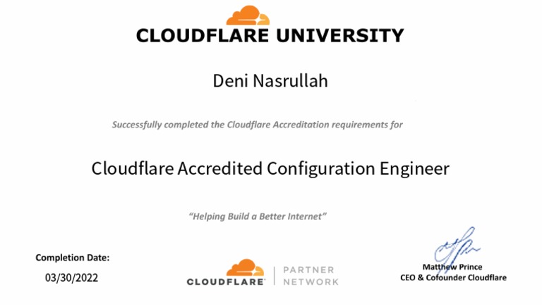 Cloudflare - Accredited Configuration Engineer-Certificate | PDF