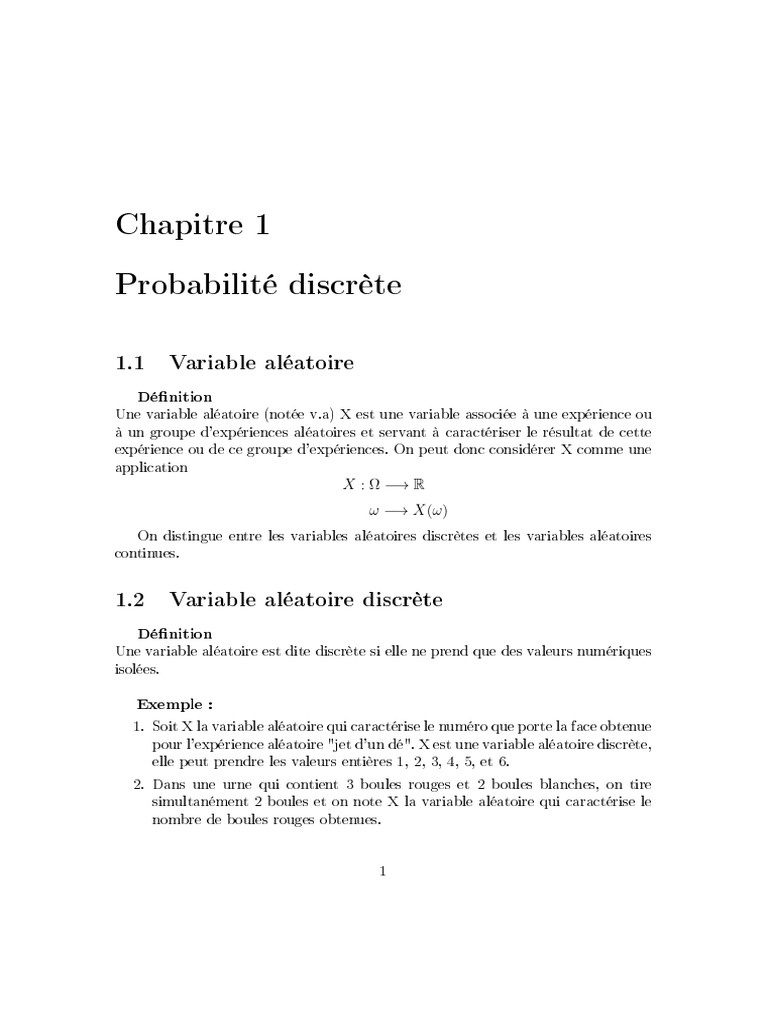 Chap3.variable - Aléatoire Discrète-1 | PDF | Variance (mathématiques) | Probabilité