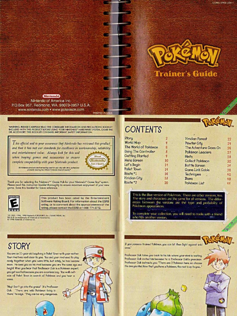 Pokemon Blue Instruction Manual | PDF