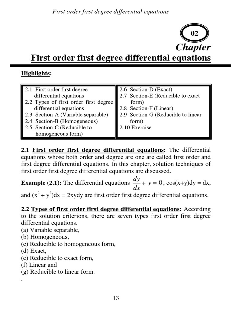 02 First Order First Degree Variable Separable | PDF | Equations ...