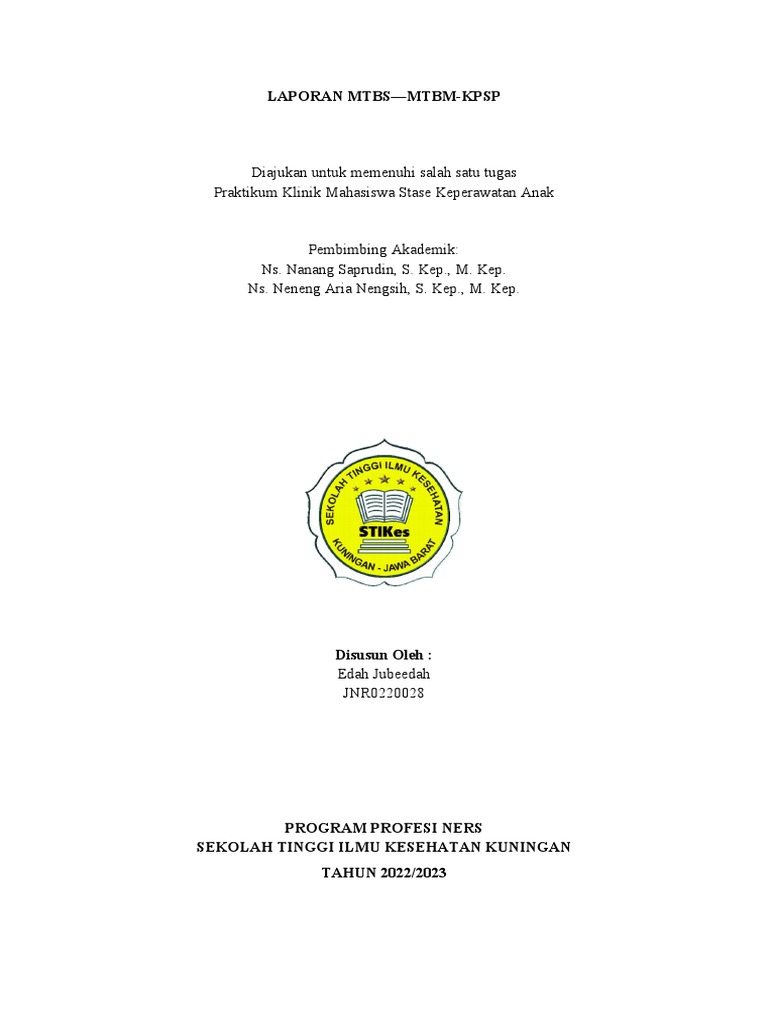 Laporan MTBS, KPSP, Mtbm-Edah | PDF