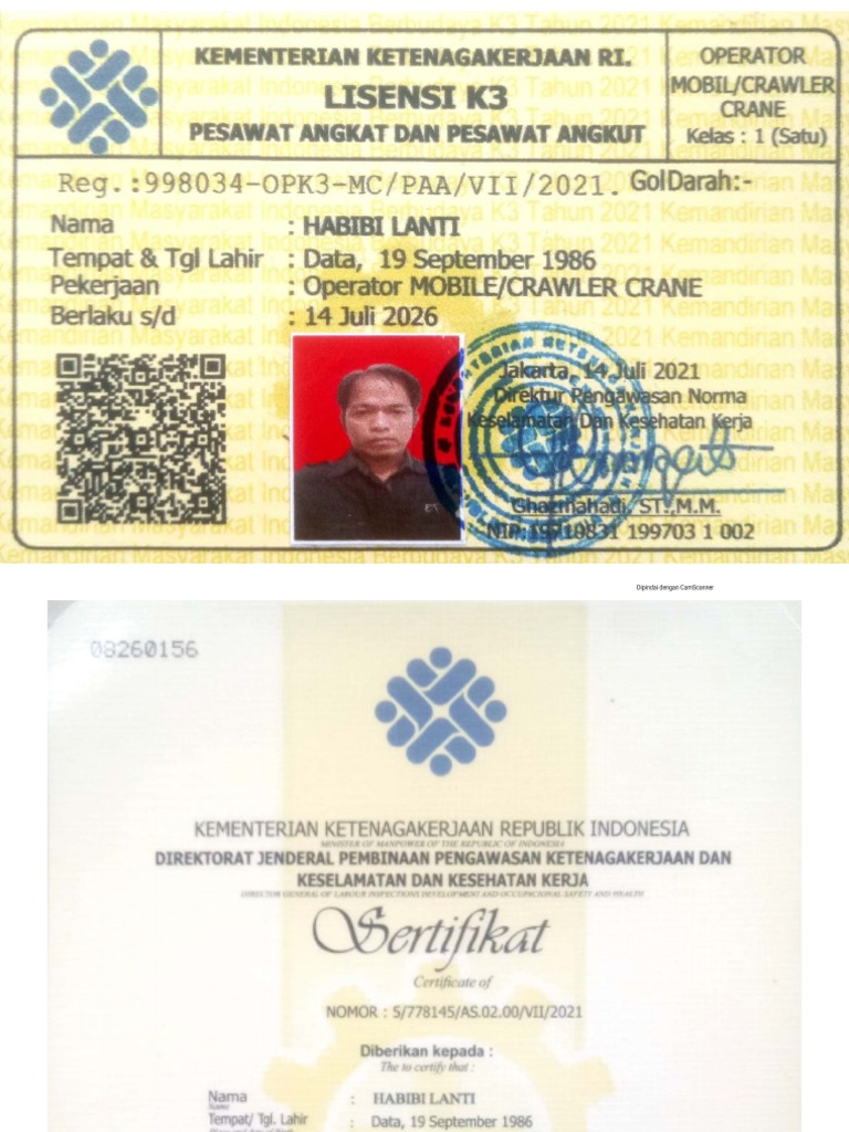Sio, Sertifikat Crowler Crane | PDF