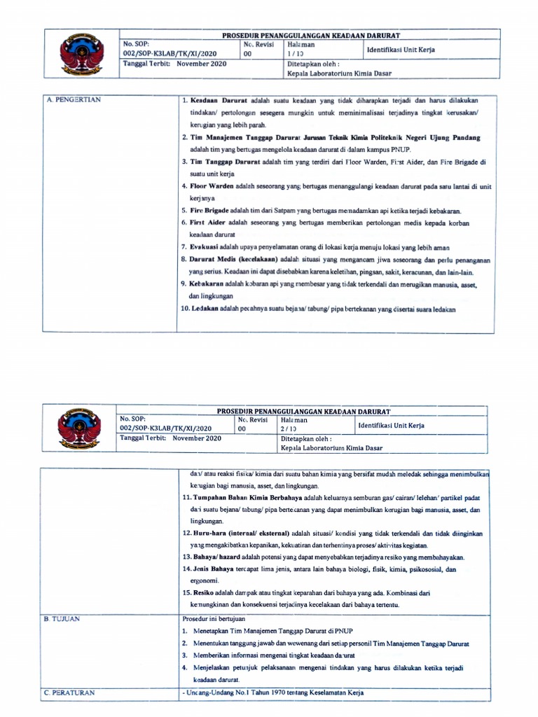 7.d Prosedur Tanggap Darurat Dan Insiden - Setyo Erna W PDF | PDF