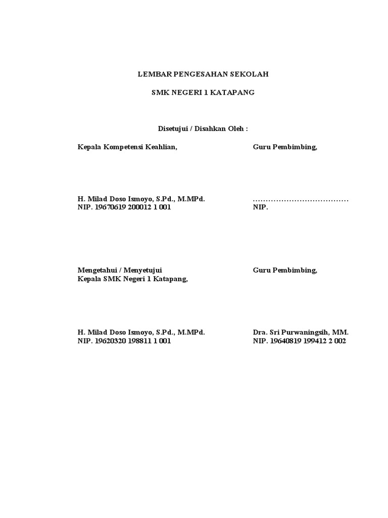 Pengesahan Dokumen SMK Negeri 1 Katapang | PDF