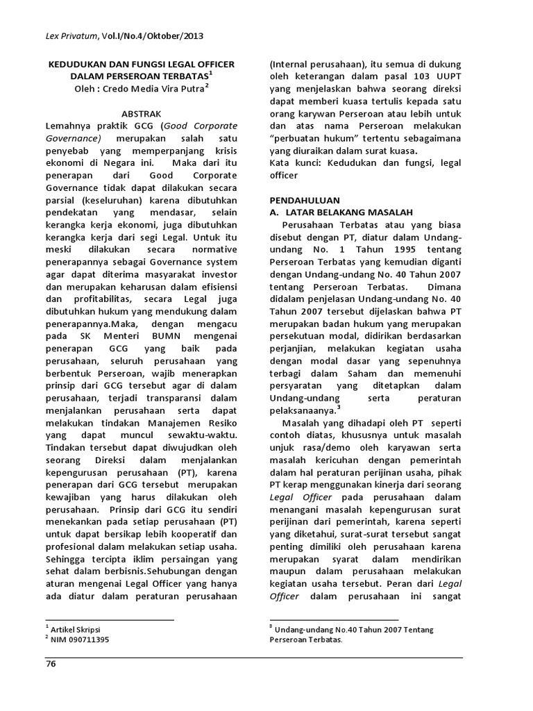 Kedudukan Dan Fungsi Legal Officer Dalam | PDF Kedudukan Dan Fungsi Legal Officer Dalam | PDF