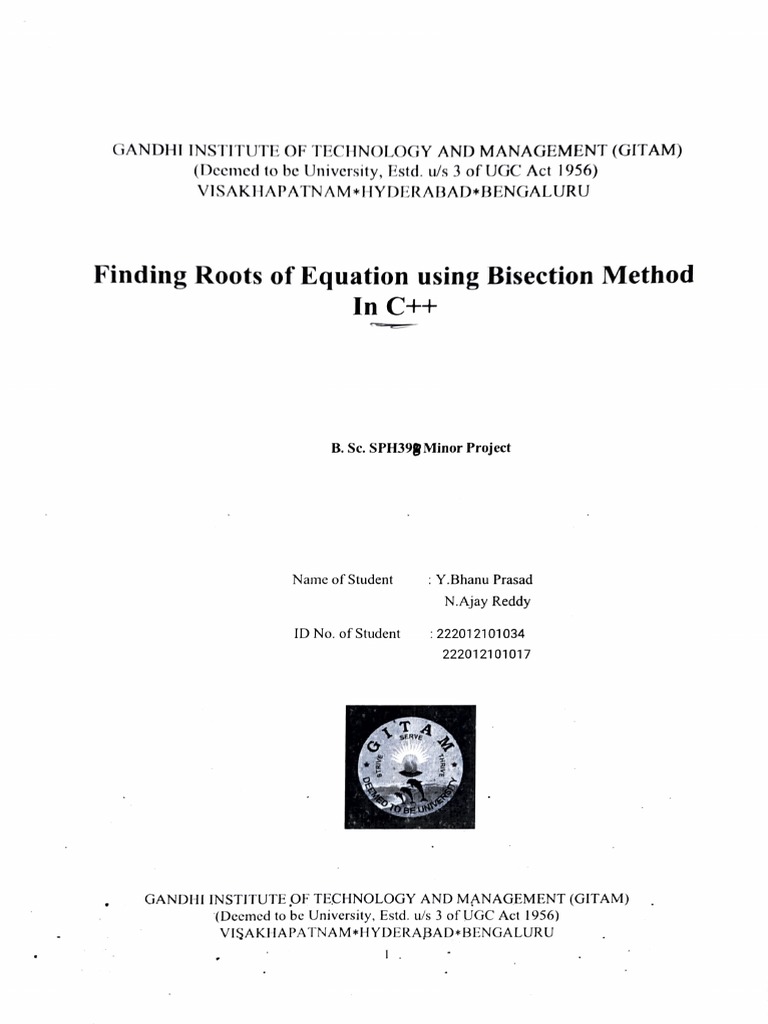 Minor Project Bisection Method | PDF | Numerical Analysis | Elementary Mathematics