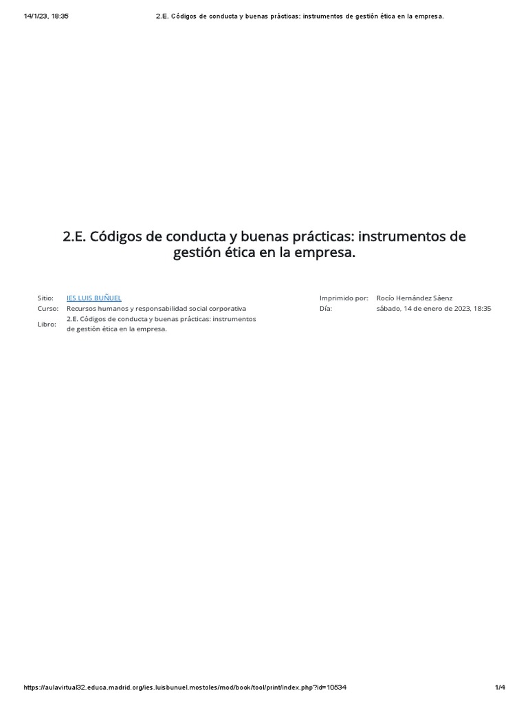 2.E. Códigos de Conducta y Buenas Prácticas - Instrumentos de Gestión Ética en La Empresa ...