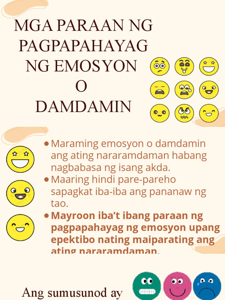 Mga Paraan NG Pagpapahayag NG Emosyon o Damdamin | PDF