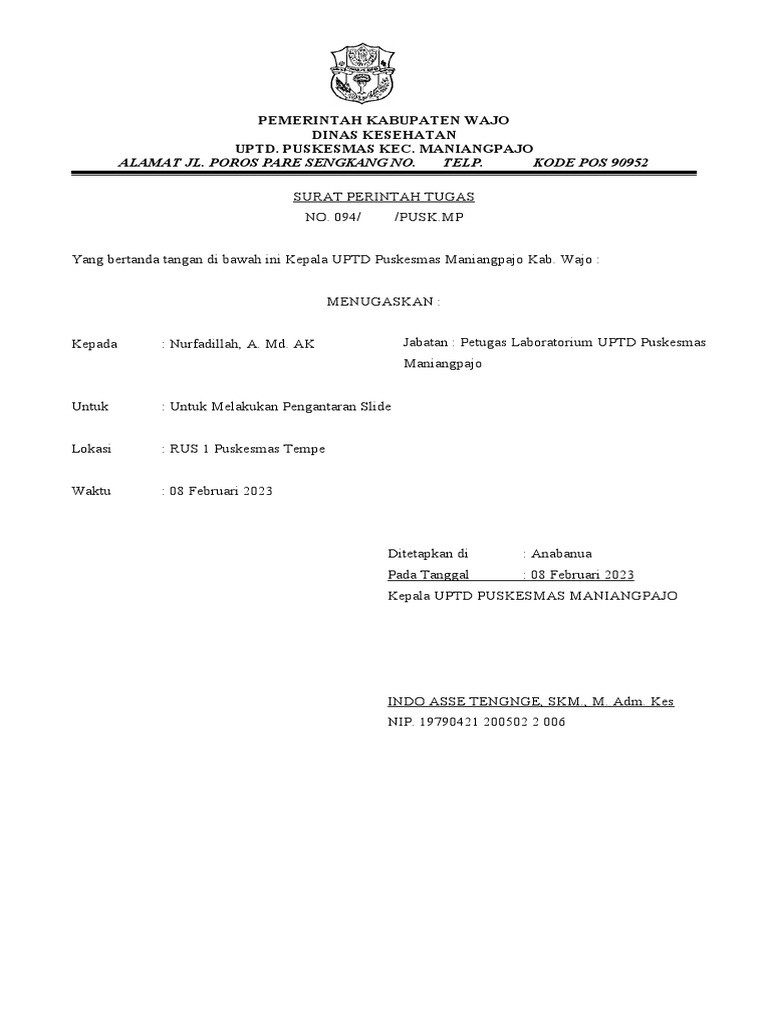 Surat Tugas Pengantaran Slide | PDF