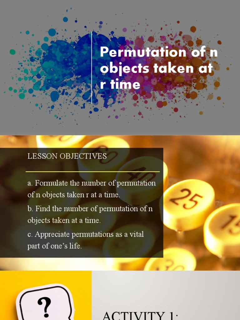 Permutation of N Objects Taken at R Time | PDF | Language Arts & Discipline | Foreign Language ...