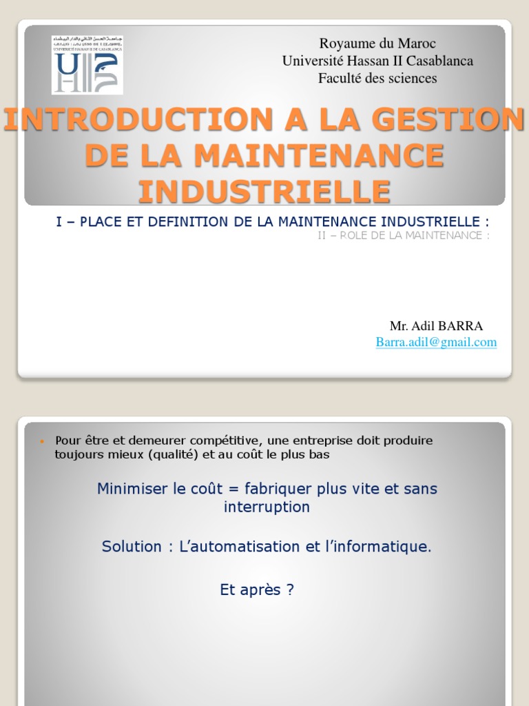 Introduction à la maintenance industrielle | PDF | Business | Sécurité