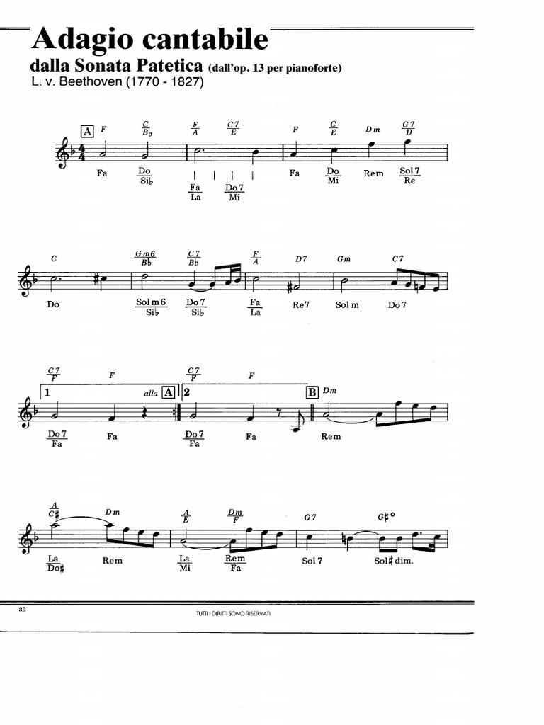 Adagio Cantabile (Dalla Sonata Patetica - L.V.Beethoven) | PDF