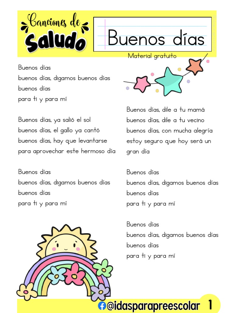 CANCIONERO @idasparapreescolar SALUDOS PDF | PDF
