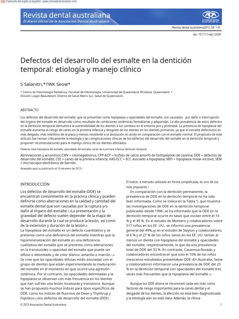 Developmental Enamel Defects in The Primary Dentition Aetiology and ...