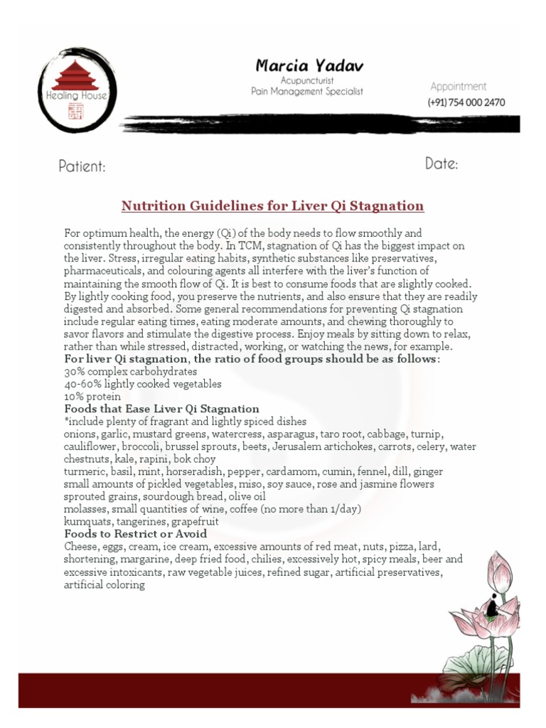 Liver Qi Stagnation Diet Guide | PDF