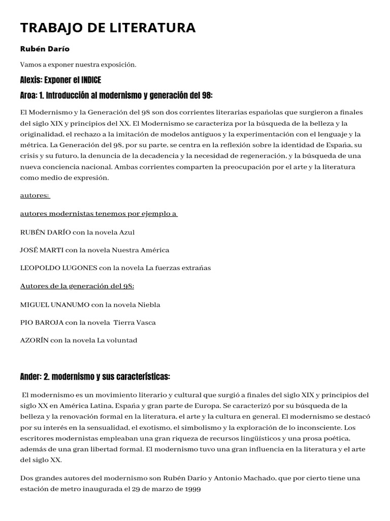 Modernismo Y Generación Del 98 Pdf Poesía
