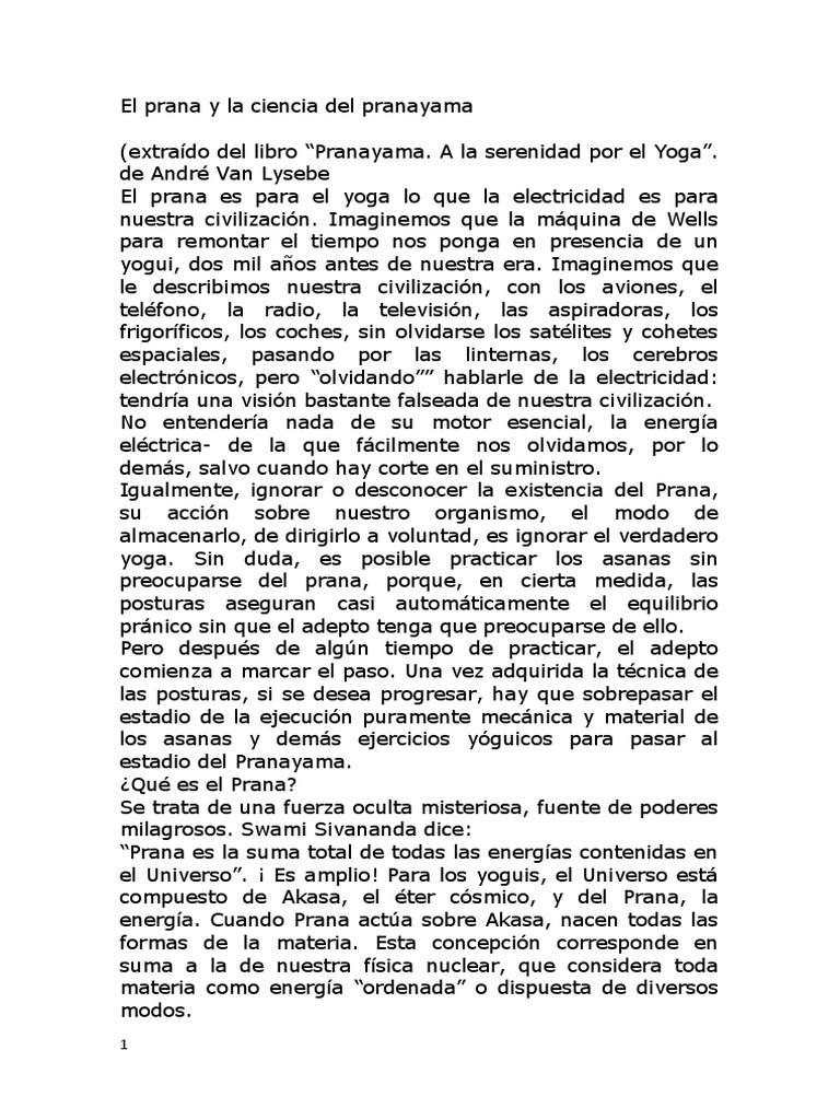 El Prana y La Ciencia Del Pranayama | PDF | Prana | Respiración