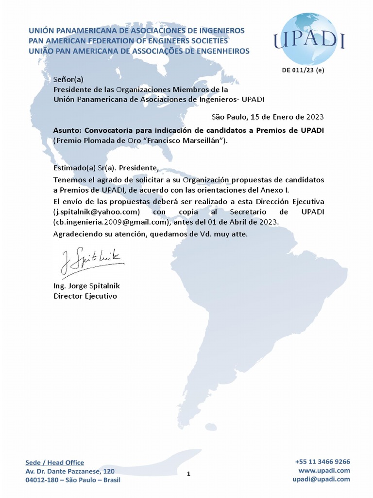 Convocatoria Premios UPADI 2023 | PDF