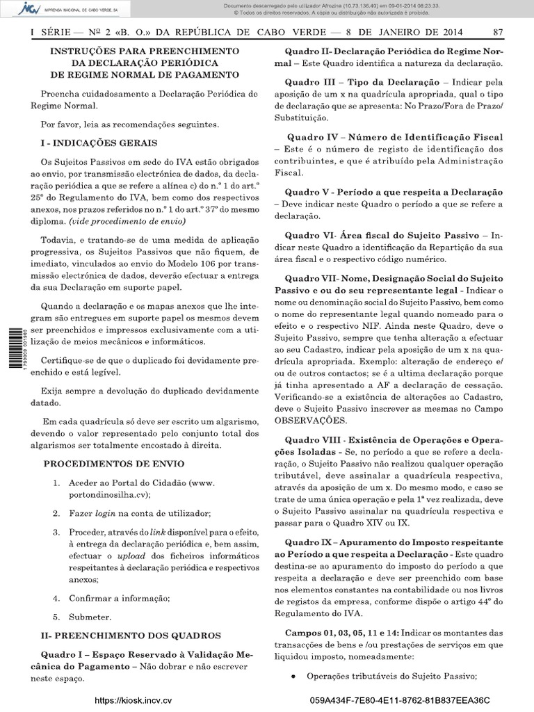 Mod106 Instrucoes Preenchimento PDF | PDF