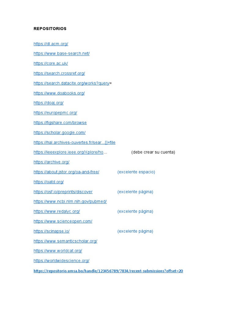 ENLACES DE REPOSITORIOS Actualizado 2022 | PDF