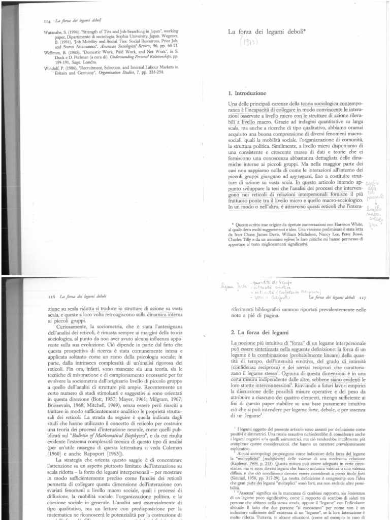 Granovetter - La Forza Dei Legami Deboli | PDF