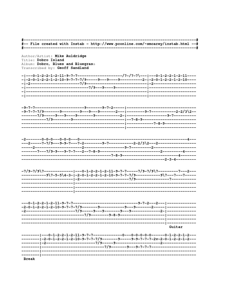 Tab Dobro Island 557 276233112008 PDF | PDF | Popular Music | Country Music