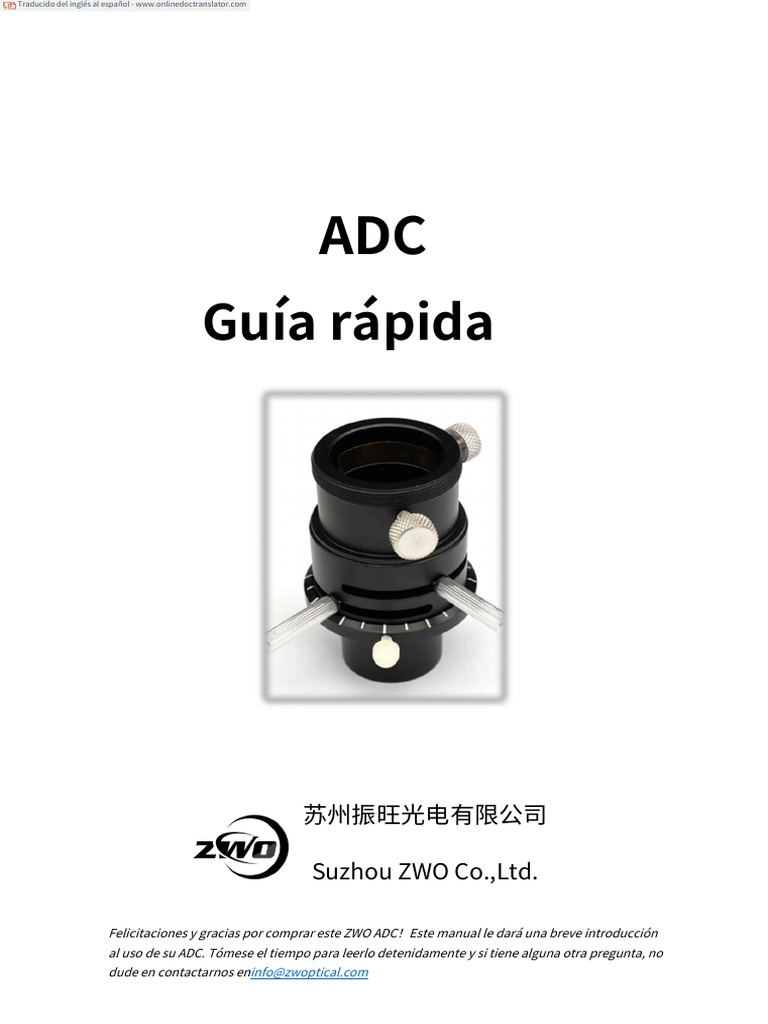 Guía de uso del ZWO ADC | PDF | Color | Telescopio
