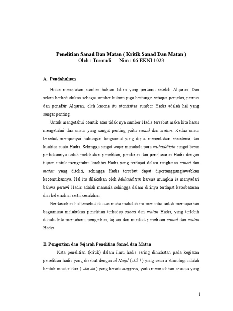 Penelitian Sanad & Matan | PDF