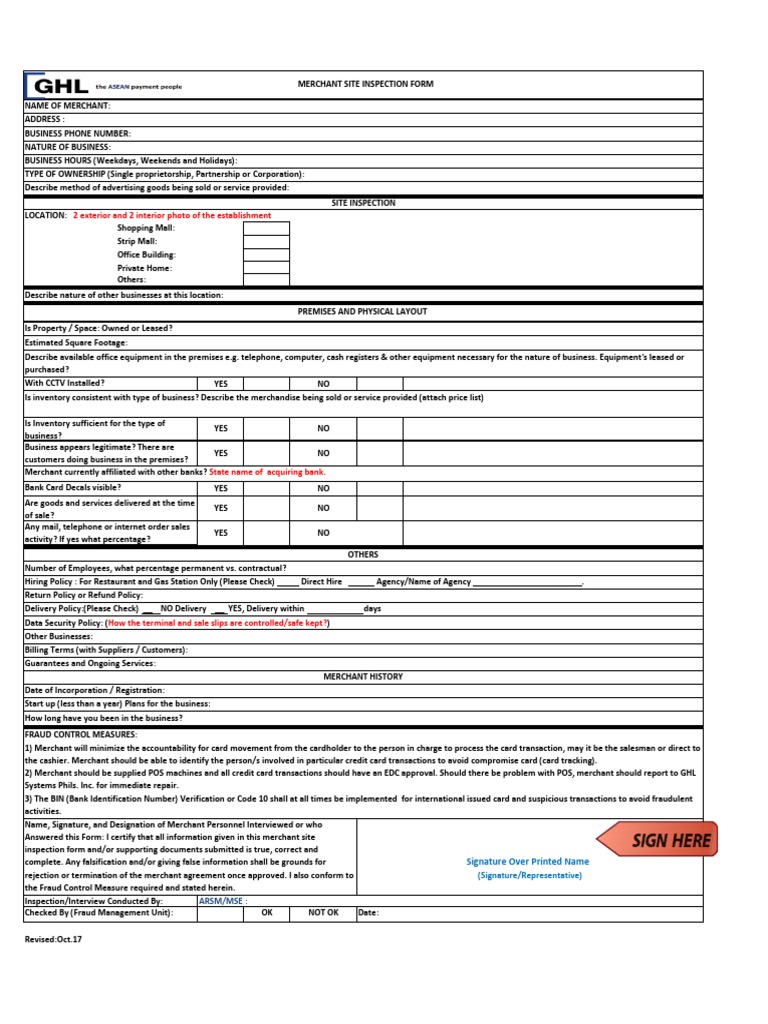 Merchant Site Inspection Report | PDF | Credit Card | Point Of Sale
