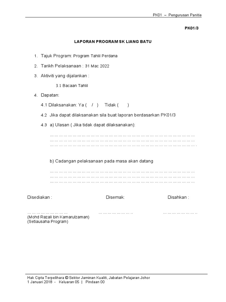 PK01-3 Tahlil Perdana 2022-2023 | PDF