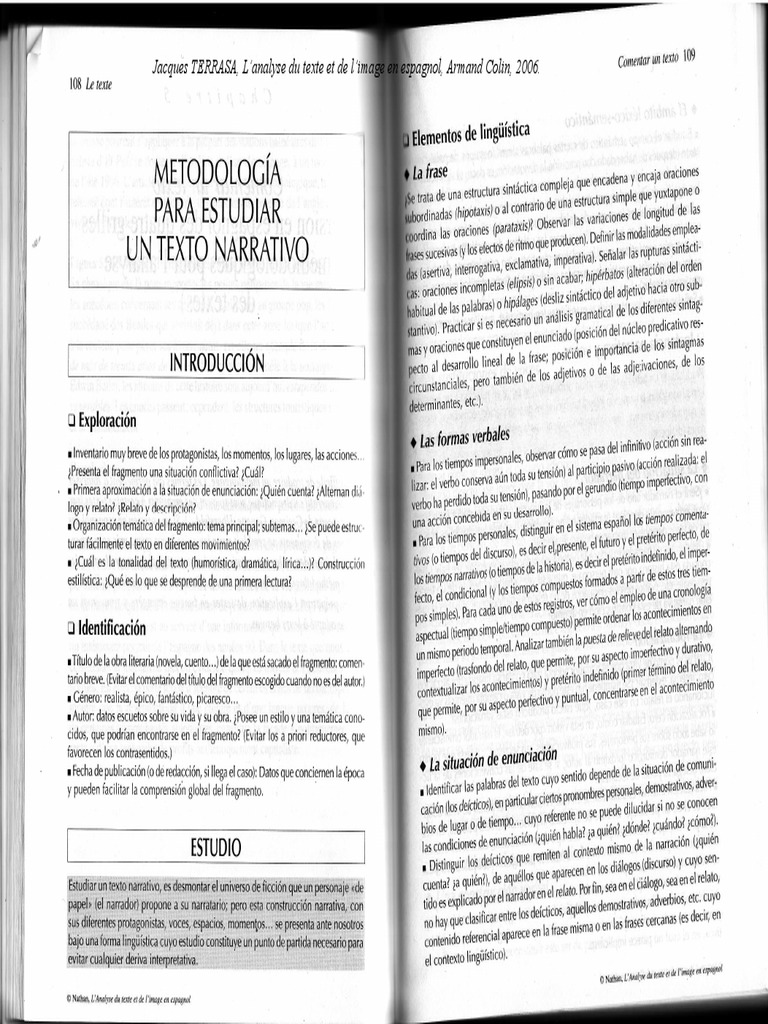 Metodología Análisis de Un Texto Narrativo | PDF